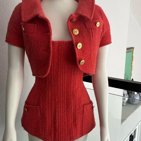 CHANEL | Tops | Beautiful Chanel Corset Top With Cropped Jacket Percent ...